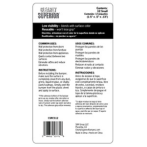 12-Pack Clearly Superior Gel Bumpers. Small Rectangle 1.5" x .5" Protects Surfaces & Quiets Contact. Use on Furniture, Doors, Cabinets, Walls & Appliances. Self Adhesive, Just Press to Apply