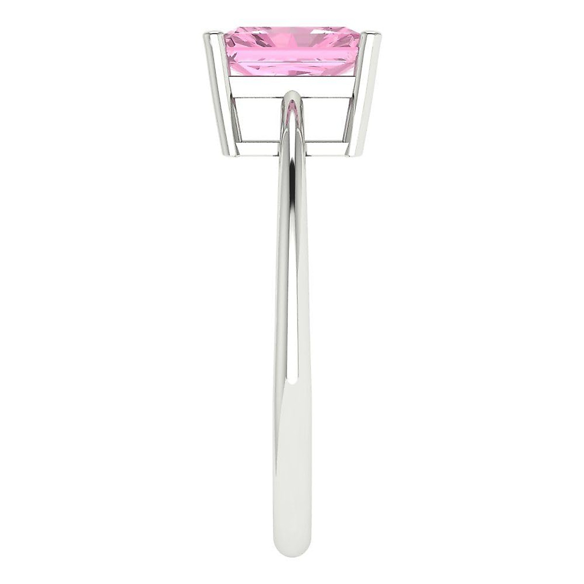 Clara Pucci 1.0 ct Radiant Cut Solitaire Pink Simulated Diamond Wedding Bridal Designer Anniversary Engagement Ring Real 14k White Gold