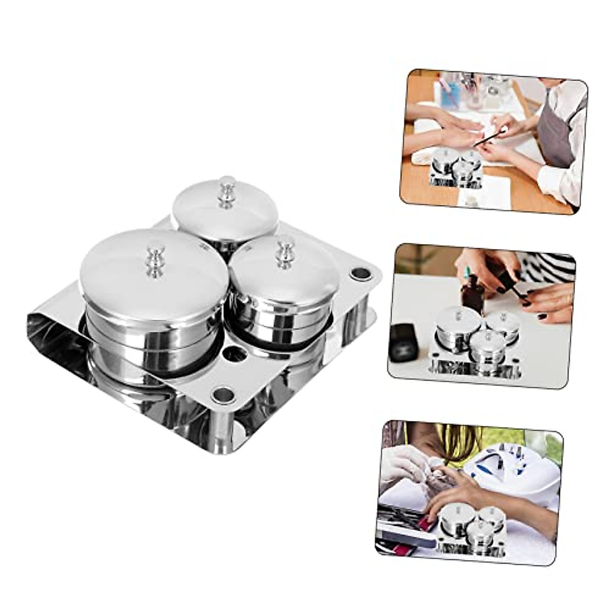 NIYANGLE 5 Sets Nail Dappen Dish Nail Holder Guasha Tool Metal Tray Nail Tool Kit Uñas Acrilicas Nail Art Use Cup Nail Art Cleaning Tool Nail Liquid Holder Nail Brush Nail Polish Bracket