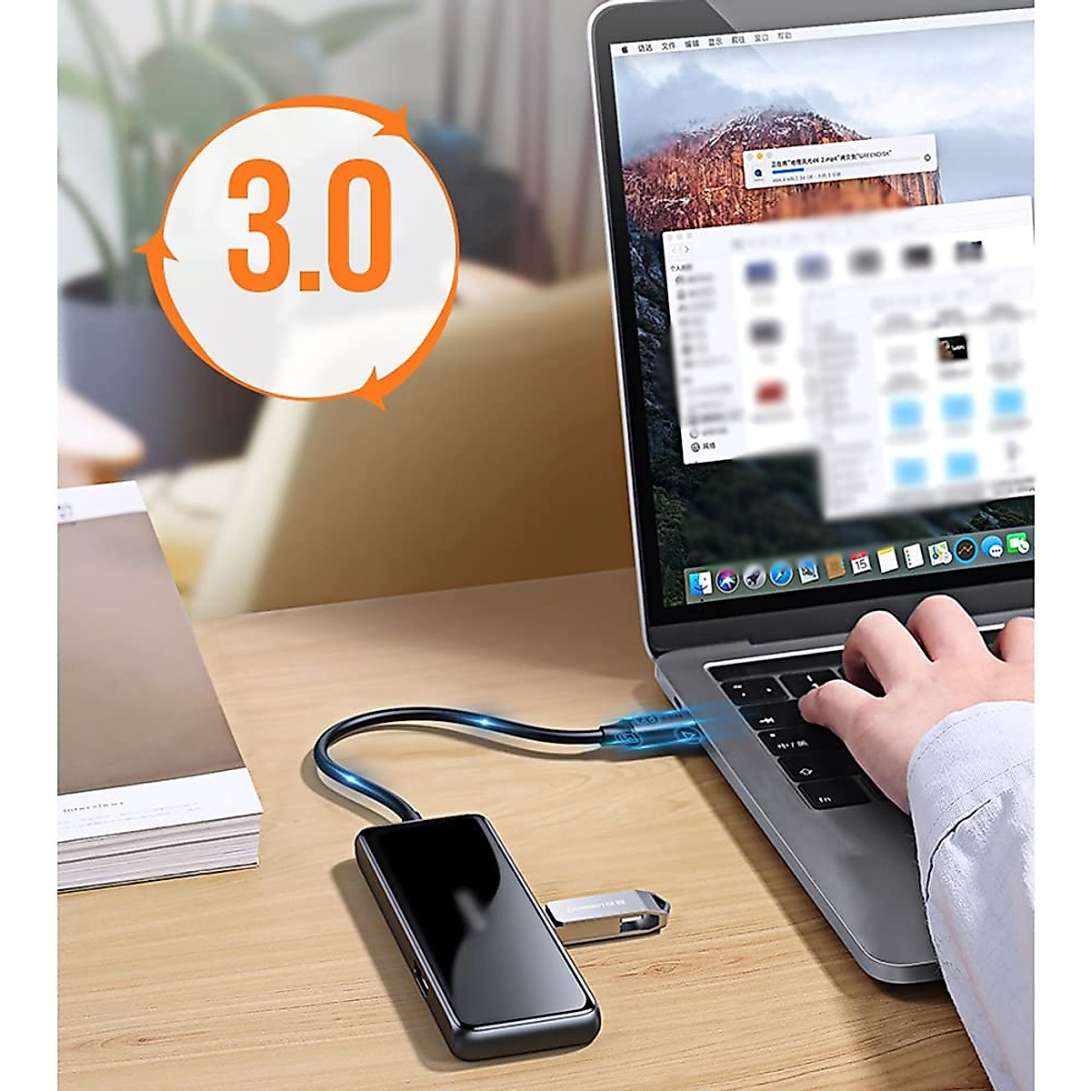 Port Expander USB C Hub Adapter 6 in 1 USB C to HDMI Adapter with 4K HDMI, 3 USB 3.0, SD/TF Card Reader for Type C Devices USB Splitter