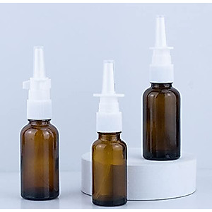 6PCS 30ml Amber Glass Nasal Sprayers Refillable Fine Mist Sprayer Makeup Water Travel Containers Vials Nose Spray Bottles for Saline Wash Applications