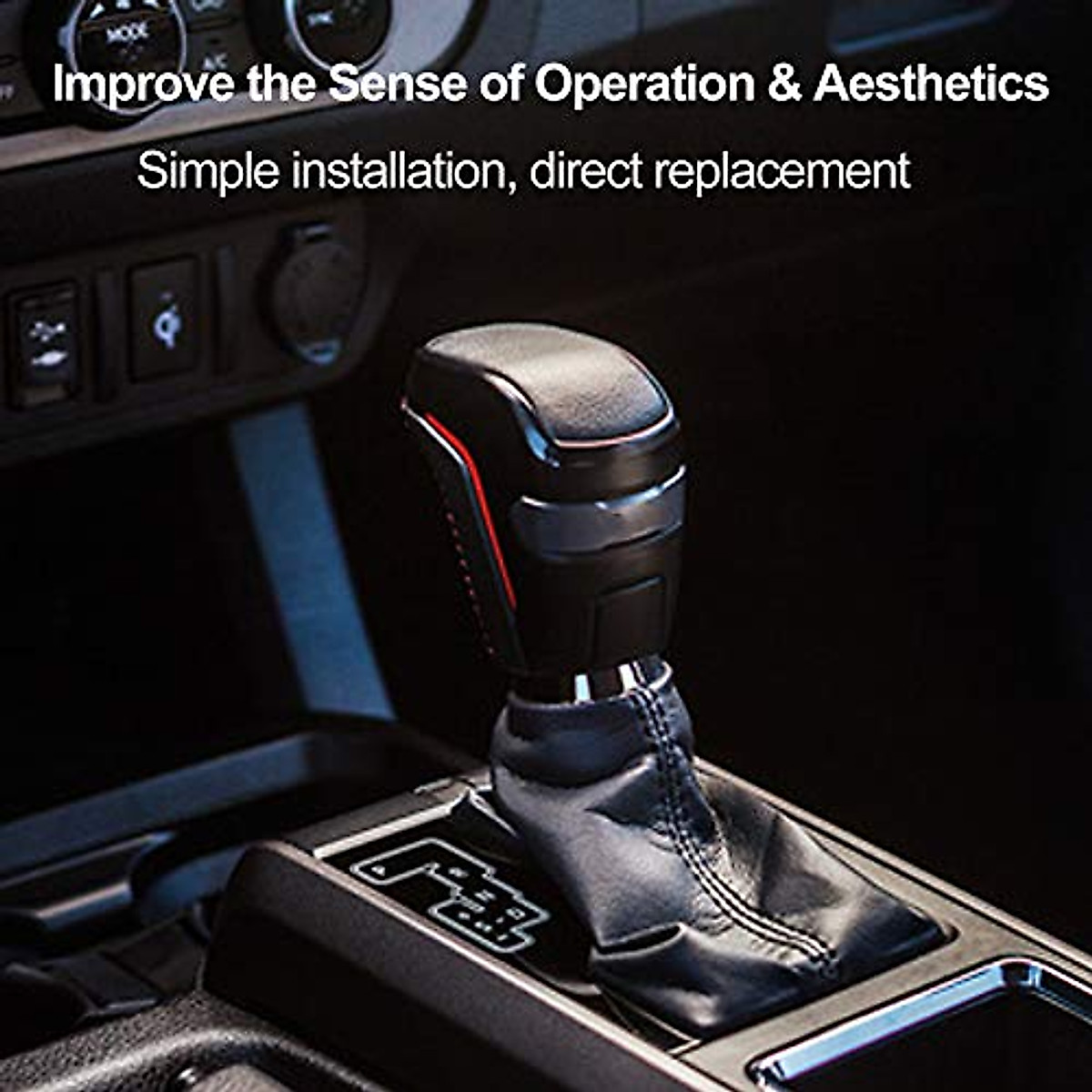 Qnbes Automatic Shift Knob Replace PTR57-35170 Fit for Toyota Tacoma TRD PRO 2016-2021, Automatic Car Gear Shifter Lever Adapter - Black