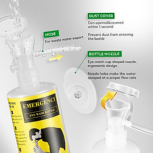 CGOLDENWALL Eye Wash Station Portable Eye Wash Kit for Emergency, Wall Mounted Eyewash Station, 16.09oz Capacity per Bottle, with Mirror & Emergency Sign, Safety Material, NO Solution