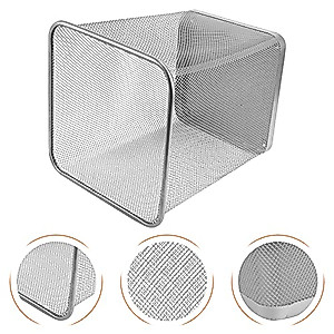 Zerodeko Metal Garbage Waste Basket Wire Mesh Waste Basket Recycling Bin Small Waste Basket Trash Can for Near Desk Recycling Garbage Container Bin for Office Home Bedroom Waste Paper Basket Silver