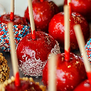 BambooMN 6.5 Inch 5mm Thick Semi Point Food Caramel Candy Apple Corn Dog Garden Bamboo Skewers, 100 Pieces