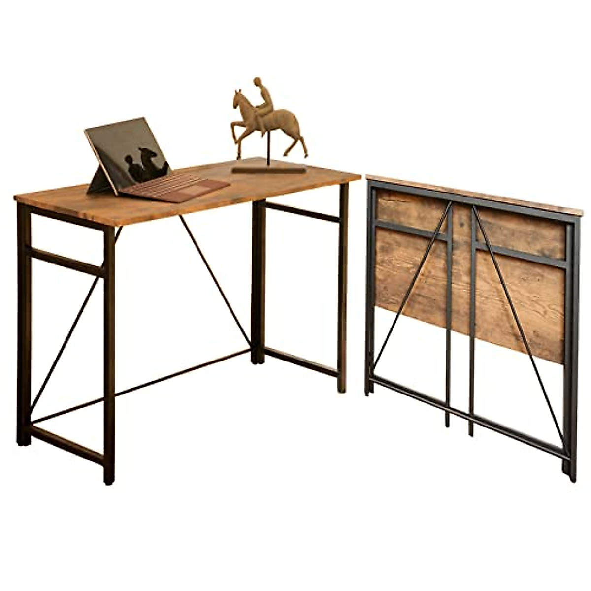 aboxoo Folding Computer Desk 36 inches Industrial Style Foldable Laptop Table Modern Simple No Assembly Study Home Office Notebook Minimalist Multi-Functional Workstation for Bedroom Kitchen