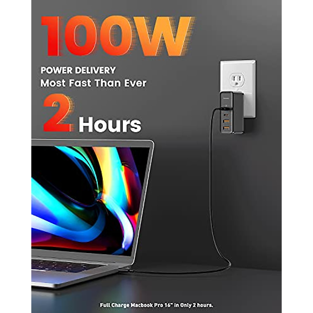 Baseus USB C Charger, 100W Charger 4-Port, 100W Wall Charger Fast Charging Station, GaN II Charging Block, for iPhone 14 Pro/SE/XR, Samsung, MacBook Pro/Air, iPad, Laptops, AirPods, Steam Deck, Black