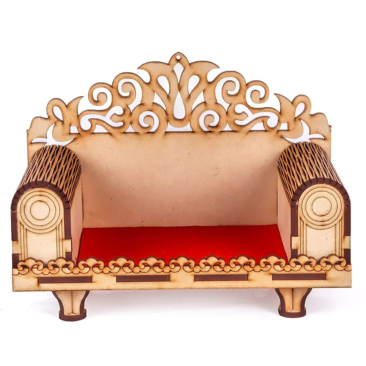 Shreejicreation Art Wooden White Color Hindola | jhula | Swing | Home Mandap Stand | Home Temple Designer Wood for God | Temple | Mandir | Sinhasan for Pooja Mandir