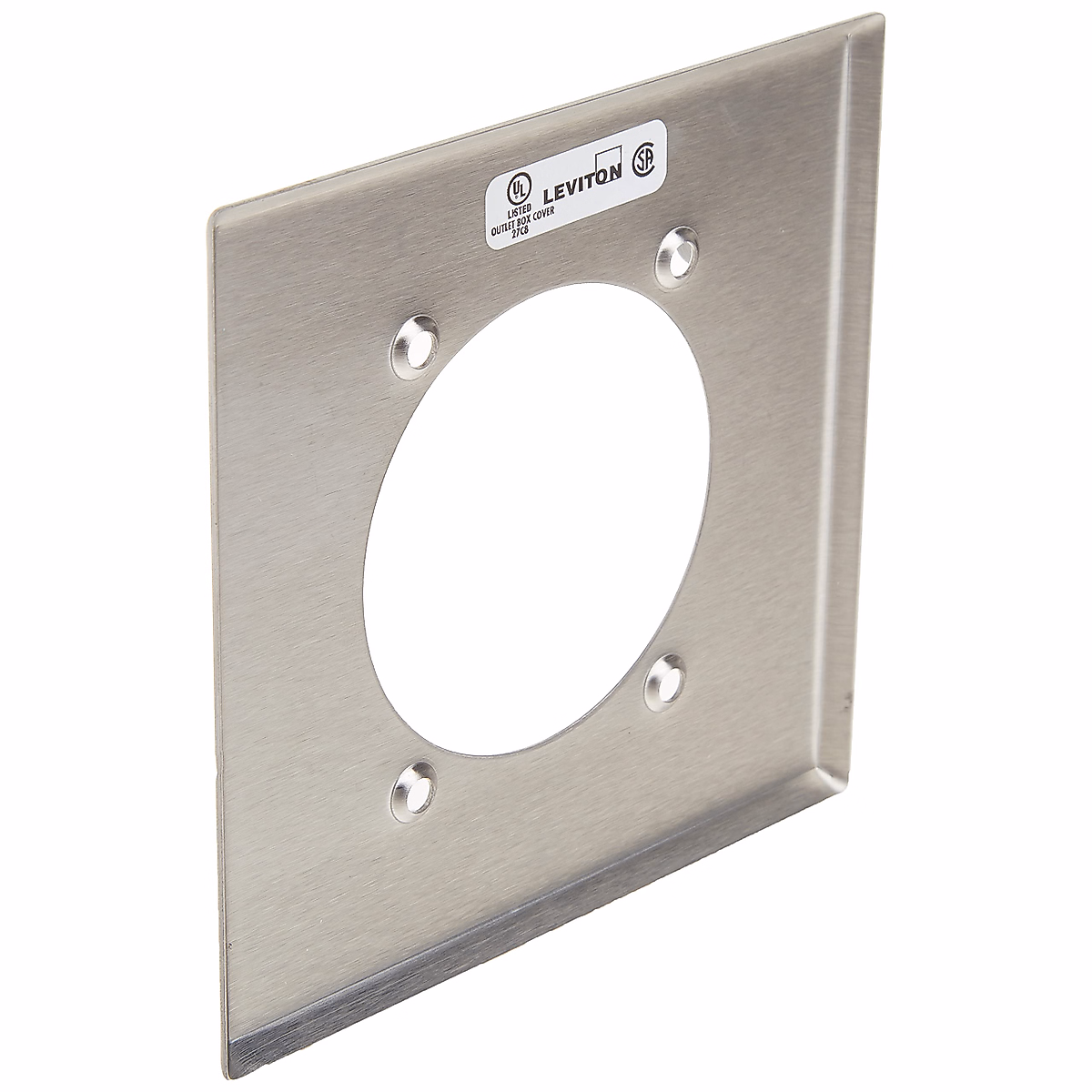 Leviton S701-40 2-Gang Power Receptacle Wallplate, Flush Mount, Standard Size, Device Mount, 302 Stainless Steel