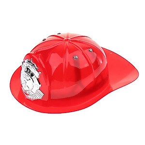 Firefighter Hat Helmet Fireman Party Dress Up Hat Kids Pretend Chief Hat Halloween Party Role Play Toy –Red