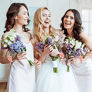 Hicarer 32 Pieces Corsage Wristlet Bracelet Wrist Corsage Prom Elastic Pearl Bands Wedding Corsages Pearl Bracelet Wedding Wristlets DIY Wrist Corsages Accessories for Bridesmaid Bridal Shower Party