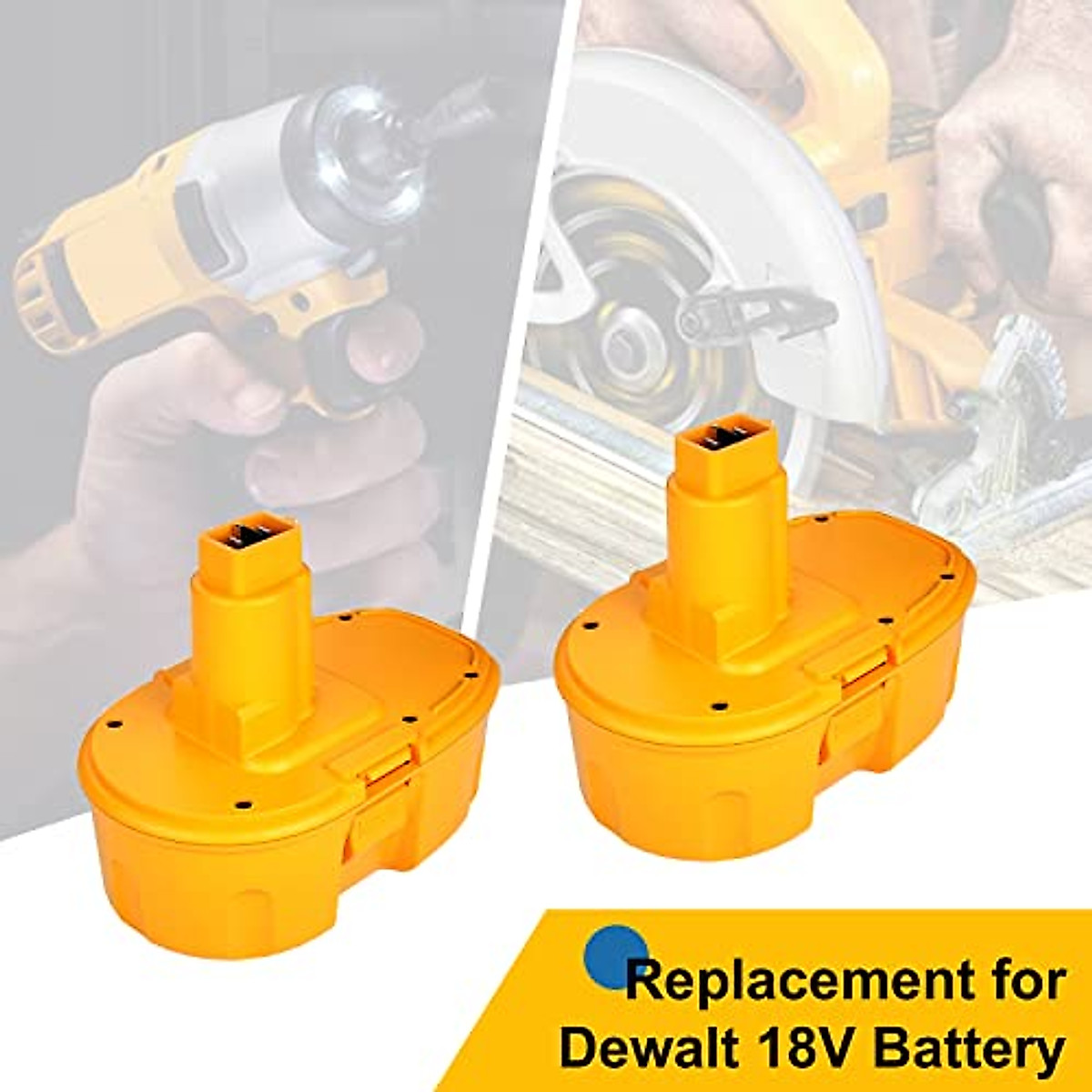 2 Pack Upgraded 4.0Ah DC9096 DC9098 Ni-Mh Replacement for Dewalt 18V Battery Compatible with Dewalt 18 Volt DC9099 DW9095 DW9096 DW9098 DE9038 DE9091 High Capacity 18 Volt Cordless Power Tools