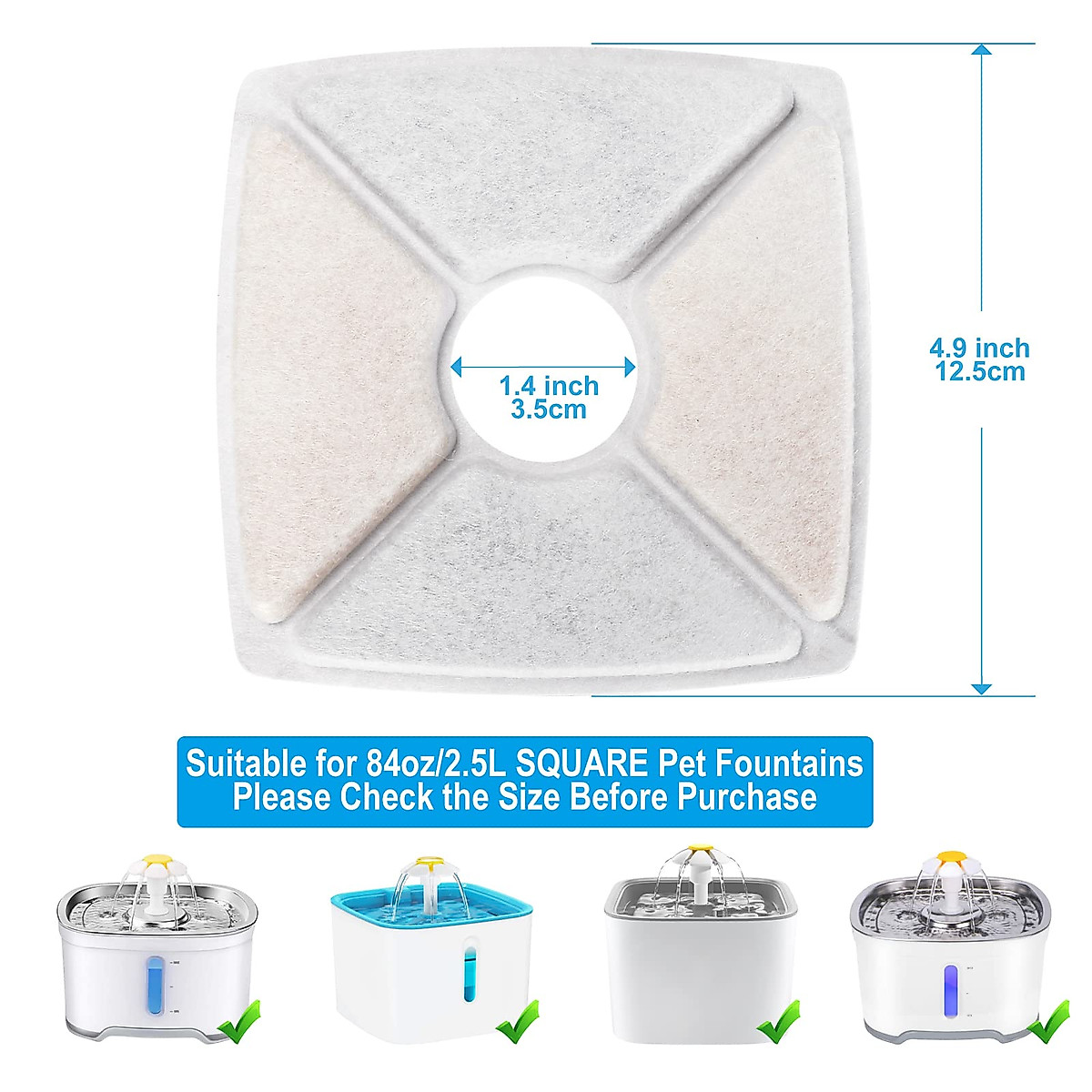 Cat Water Fountain Filter(16 Pack), Cat Drinking Fountain Filters Replacement for 84oz/2.5L Automatic Pet Fountain Dog Water Dispenser