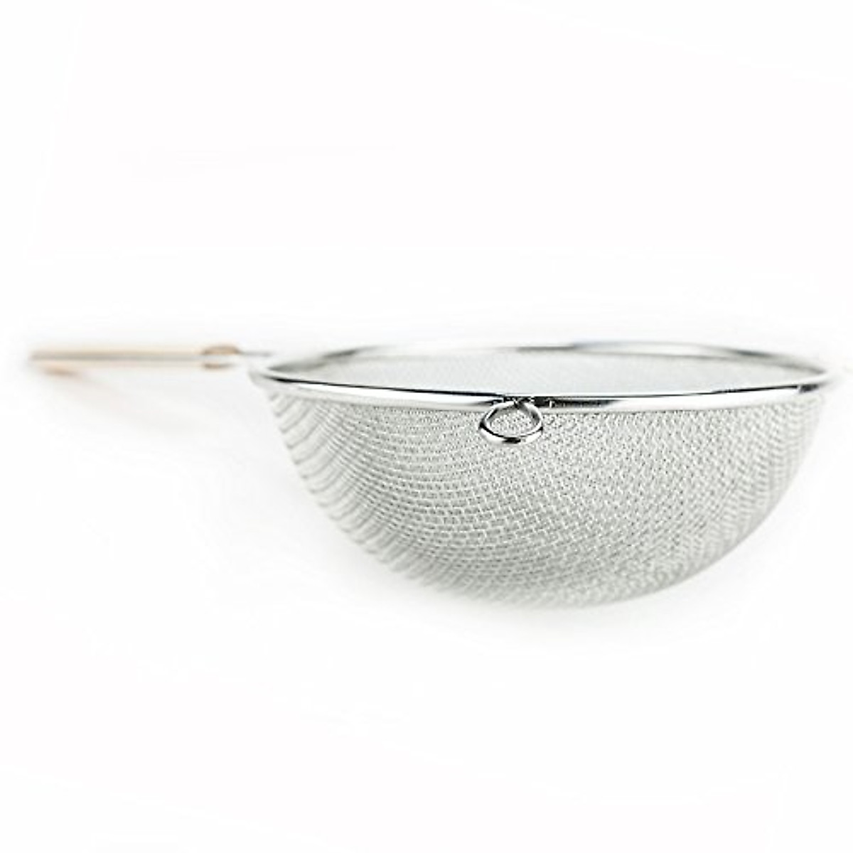 Huji Stainless Steel Fine 8" Double Mesh Food Strainer Colander Sieve Sifter with Wooden Handle for Kitchen Rice Pasta Noodles (1 Pack, 8")