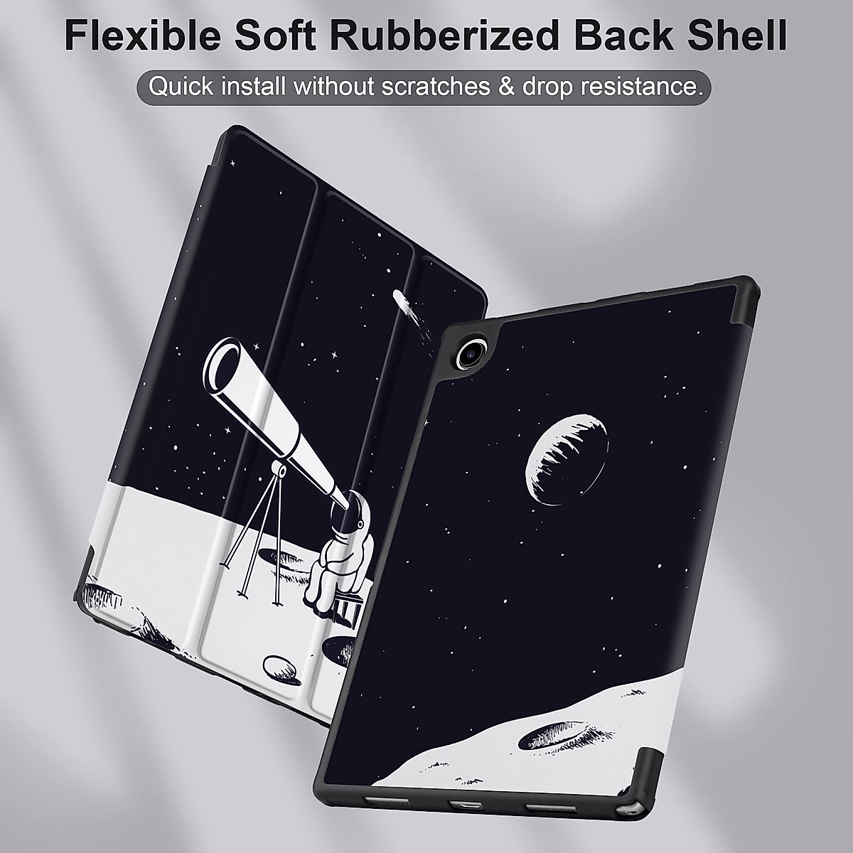 DONGKE Case for Samsung Galaxy Tab A8 10.5 Inch 2022 (SM-X200/X205/X207), Trifold Stand Cover with Auto Wake/Sleep + Soft TPU Protective Stand Back Cover for Galaxy Tab A8 10.5", Spaceman