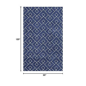 COZYLOOM 8x10 Modern Geometric Shag Rugs for Living Room Ultra Plush Diamonds Textured Area Rug Thick Fluffy Throw Carpet Boho Indoor Non-Slip Area Rug for Bedroom Home Office Floor Decor Navy