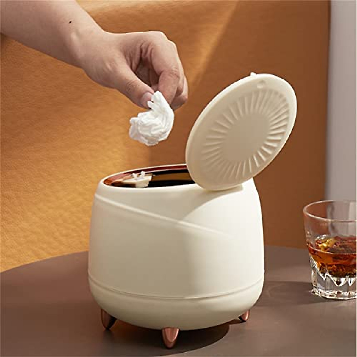 AIWE7D 0.4 Gallon Small Trash Can Kitchen Garbage Can Mini Bathroom Trash Cans with Lid Waste Basket for Office Bedroom Desktop Waste Bin (OD Green)