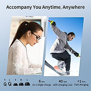 ivycay Wireless Earbuds, IPX8 Waterproof Ear Buds Stereo Touch Control Earphone with AI Microphone and LED Power Display, Bluetooth 5.3 Headphones for Sport and Working (Black)