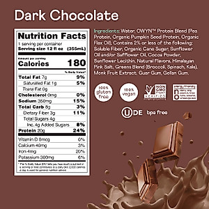 OWYN, Vegan Protein Shake, Dark Chocolate,12 Fl Oz (Pack of 12), 100-Percent Plant-Based, Dairy-Free, Gluten-Free, Soy-Free, Tree Nut-Free, Egg-Free, Allergy-Free, Vegetarian, Kosher …