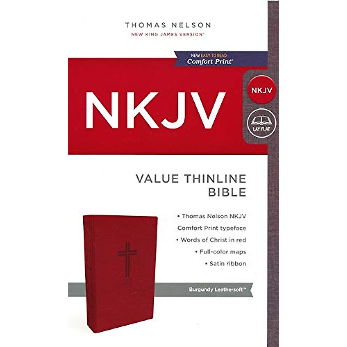 Personalized Custom Text Your Name NKJV Value Thinline Holy Bible Leathersoft Red Letter New King James Version Custom Made (Burgundy)