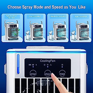 Portable Air Conditioner - EUKZEKY 3 IN 1 Evaporative Air Cooler Personal Air Conditioner Cooling Fan with 3 Wind Speed, 3 Mist Small air conditioner Desktop Humidifier Fan for Room Office Camping