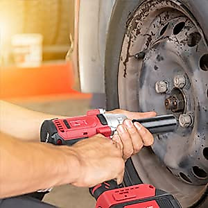 Excited Work 20V Brushless Impact Wrench with 1/2inch 4 Pcs Impact Wrench Socket Set，370 Ft-lbs(500Nm) High Torque，4.0Ah Li-ion Battery Tire Nut Removal Cordless Power Tool