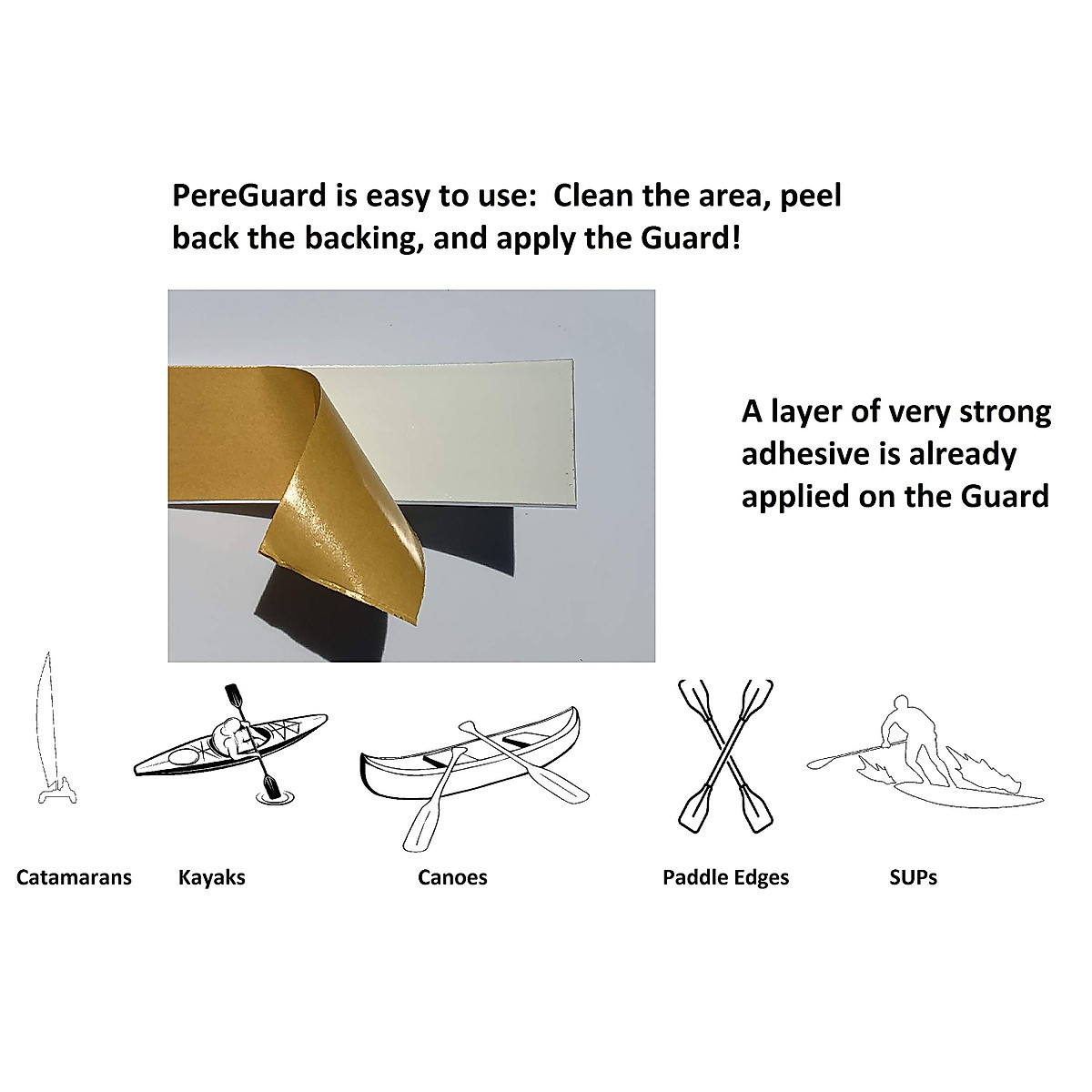 PereGuard Kayak Keel Guard 4" Width White (3 feet) Kayak Canoe Protective Guard Abrasion Resistance