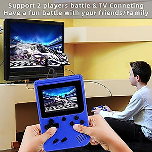 Xunsan Retro Handheld Game Console, 3 inch LCD Screen Portable Video Game Console with 500 Classic Games, Support TV Connection & 2 Players Battle, Gift for Kids Adults (Blue)