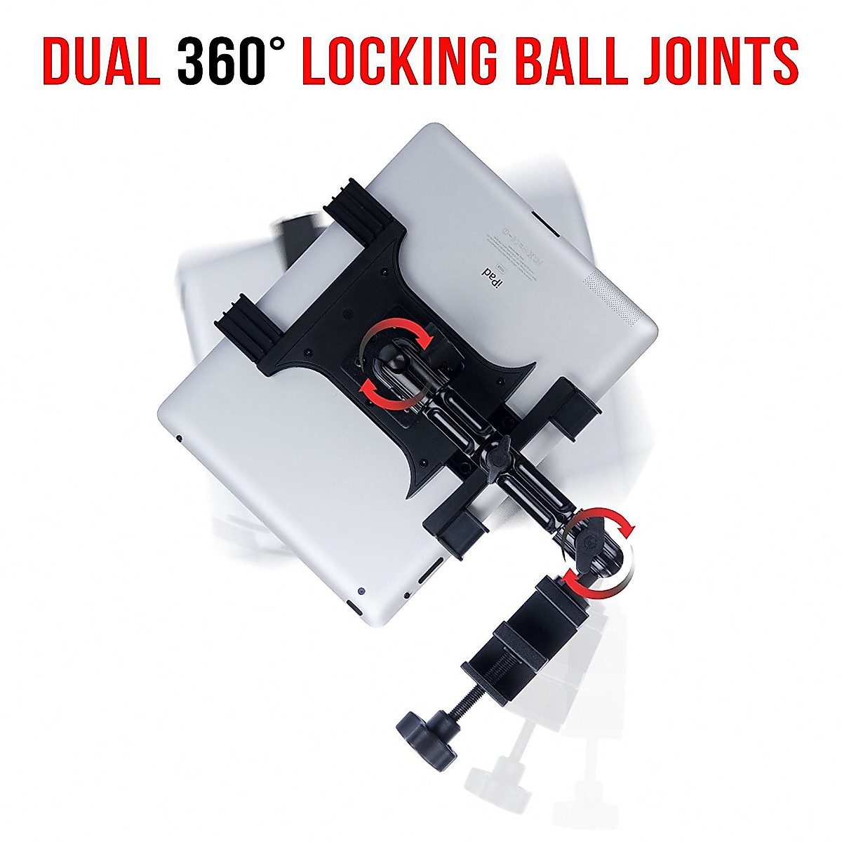 Tackform Tablet Mount for Microphone Stand - Professional Grade Holder - Compatible with iPad, Galaxy Tab, and More.