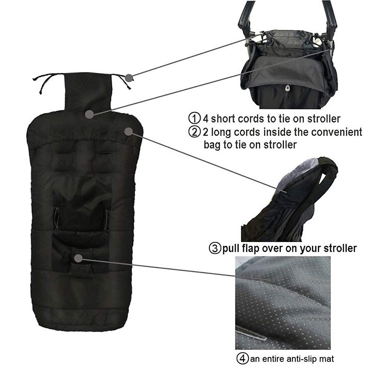 Go 3-Seasons Water Repellent Stroller Footmuff, Baby Cozy Toe Pushchair Sleeping Bag Toddler,Winter Outdoor Tour Stroller Bunting Bag