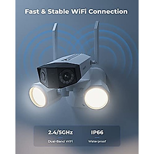 REOLINK Floodlight Camera, 4K Dual-Lens Wired WiFi Outdoor Security Camera 180° FOV, Smart Human/Vehicle/Pet Detection Siren Alarm, Color Night Vision, 2.4G/5GHz Dual-Band WiFi, Duo Floodlight WiFi