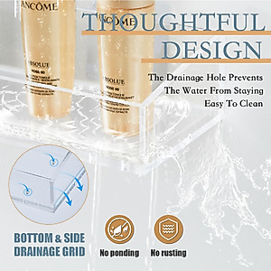 ClarityCraze 2 Pack Acrylic Bathroom Shelves, Clear Acrylic Shower Caddy Organizer, 15" Invisible Floating Shelves for Book/Figures/Photo/Makeup in Bathroom, Living Room, Bedroom, Kitchen