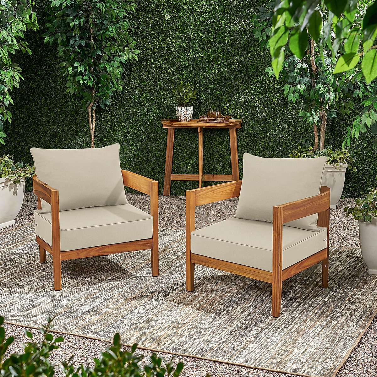 Favoyard Outdoor Seat Cushion Set 22 x 22 Inch Waterproof & Fade Resistant Patio Furniture Cushions with Removable Cover Deep Seat & Back Cushion with Handle and Adjustable Straps for Chair Sofa Couch