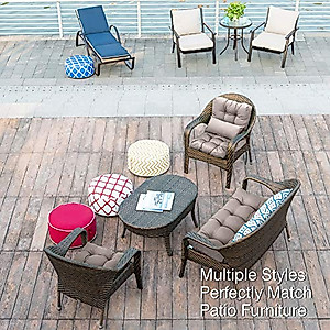 QILLOWAY Outdoor Seat/Back Chair Cushion Tufted Pillow, Spring/Summer Seasonal Replacement Cushions - Pack of 4 (Tan/Grey)