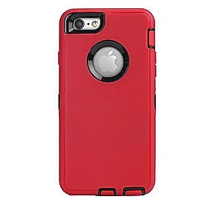 AICase iPhone 6 Case, iPhone 6S Case [Heavy Duty] Built-in Screen Protector Tough 3 in 1 Rugged Shorkproof Cover for Apple iPhone 6/6S (Black/Red)