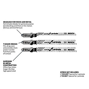 BOSCH T503 3-Piece Hardwood/Laminate Flooring T-Shank Jig Saw Blade Set