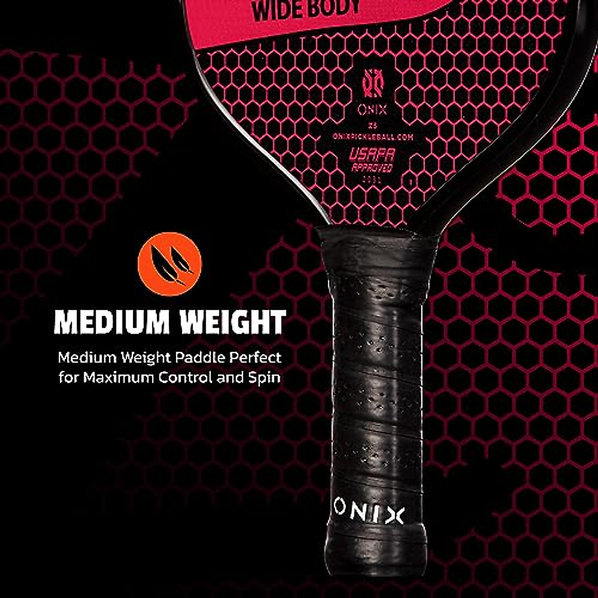 ONIX Graphite Z5 Pickleball Paddle (Graphite Carbon Fiber Face with Rough Texture Surface, Cushion Comfort Grip and Nomex Honeycomb Core for Touch, Control, and Power), Pink