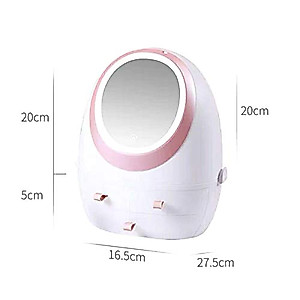 FQYYDD Illuminated Makeup Mirror Usb Cosmetics Storage Box Dust Drawer Makeup Mirror With Led Light