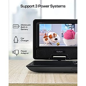 YOTON 9.5" Portable DVD Player for Kids and Car, 7.5" Swivel HD Screen with 4-6 Hours Built-in Battery, Support Sync Screen to TV, Support SD Card/USB/Multiple Disc Formats