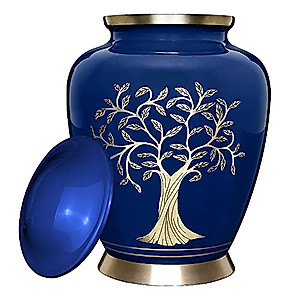 Trupoint Memorials Cremation Urns for Human Ashes - Decorative Urns, Urns for Human Ashes Female & Male, Urns for Ashes Adult Female, Funeral Urns - Blue, Large