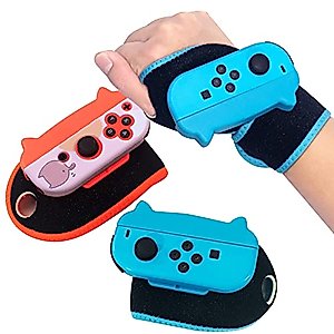 NANANINO Switch Boxing Grips, Switch Wrist Strap Compatible with Nintendo Switch Boxing Game and Switch Dance Game - Blue and Red (2 Packs)