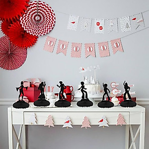 6 PCS 70's Disco Party Decorations 70s Disco Dancing Honeycomb Table Centerpiece Black Glitter 80's Disco Dancer Table Toppers Honeycomb Centerpieces for Music Disco Theme Birthday Party Supplies