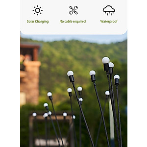 VeiledMoon Swaying Firefly Solar Lights for Garden，Waterproof Pathway Lights Decoration，Pack of 2,Bobbing About in The Breeze(6 Bulbs)