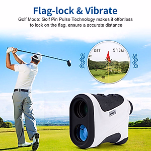 Golf Laser Rangefinder for Golf & Hunting Range Finder Gift, Distance Finder with Slope Mode, Flag Pole Locking Vibration Fast Focus System (BH600S)