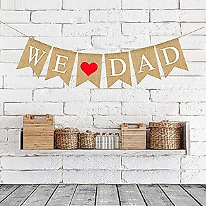 FAKTEEN We Love Dad Burlap Banner Happy Father's Day Family Photo Prop Best Dad Ever Gifts and Birthday Party Supplies Decorations