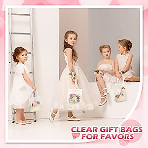 Mimorou 60 Pack Clear PVC Gift Bags with Handles Reusable Plastic Gift Wrap Tote Bags Transparent Shopping Bags for Christmas Party Favors Weddings, 9 x 6.3 x 2.8 Inches and 7.8 x 7.8 x 3.1 Inches