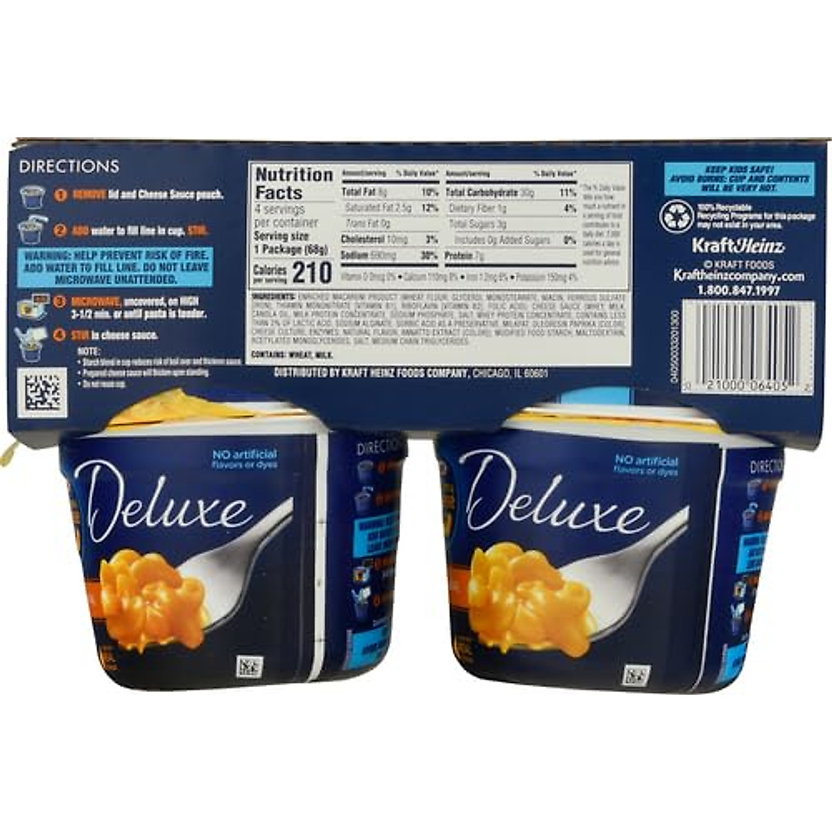 Kraft Deluxe Original Easy Microwavable Macaroni and Cheese Cups (4 ct Pack, 2.39 oz Cups)