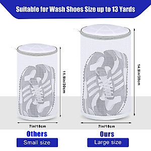 KBXTXM Shoes Washing Bags,Sneaker Bag for Washing Machine,Shoe Bag for Washing Machine,Anti-Open Zipper,Large Size, Size Up 13 Yards Shoes Bags(2Pack)