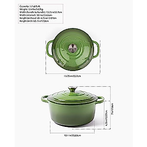 Larder & Vine Enameled Cast Iron Dutch Oven with Lid - Oversized Handles, Dome Lid, Dutch Oven for Sourdough Bread Making – 5.7QT/5.4L - (Okra)