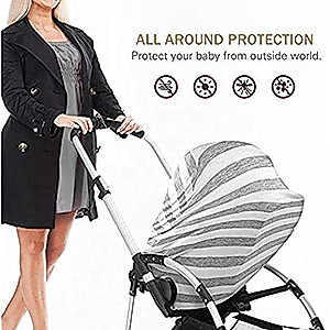 FoxSyth 5-in-1 Carseat Canopy & Nursing Cover, Stretchy & Ultra Soft Breastfeeding, Car seat & Stroller, Shopping Cart Covers for Mom